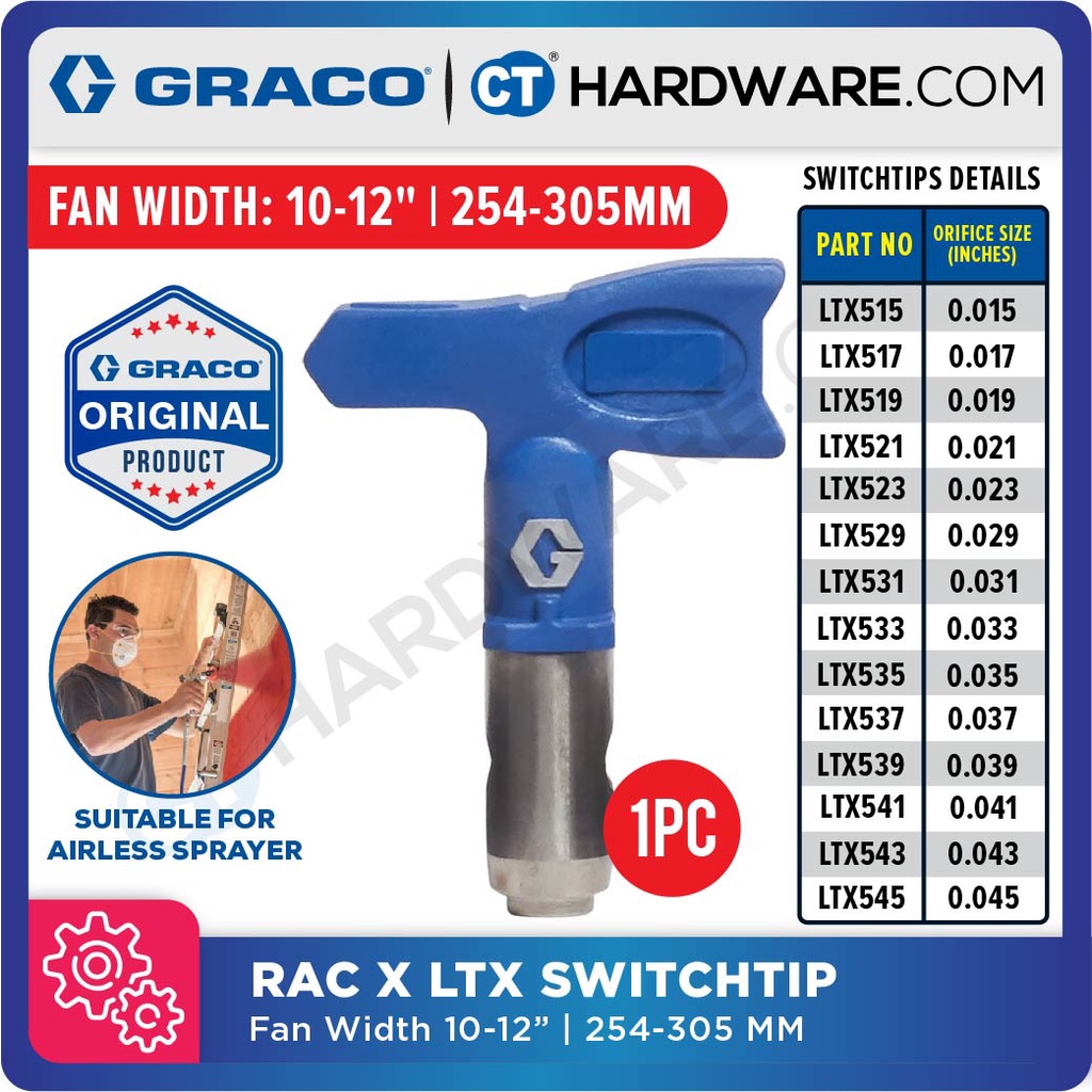 GRACO RAC X LTX SWITCH TIP 10-12" (254-305MM) FAN WIDTH SUITABLE FOR ...