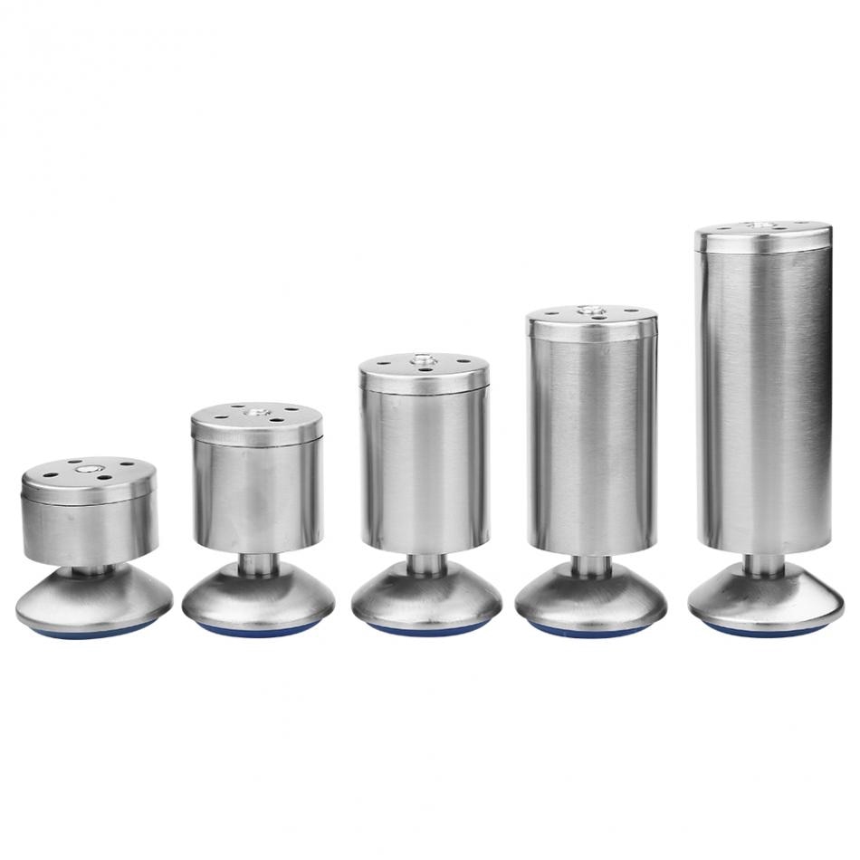 4pcs/set Height Adjustable Furniture Legs Feet Silver Stainless Steel ...