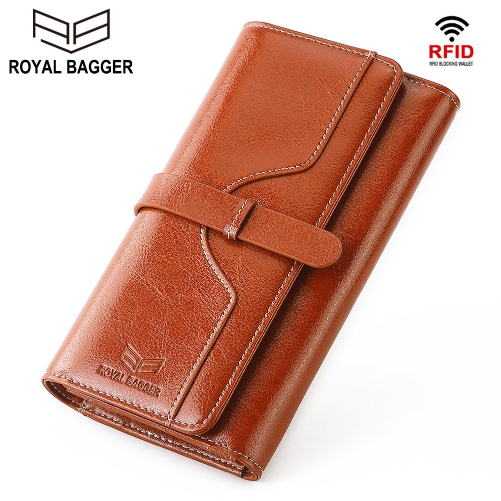 Royal Bagger Long Wallet for Women RFID Block Genuine Leather Lady ...