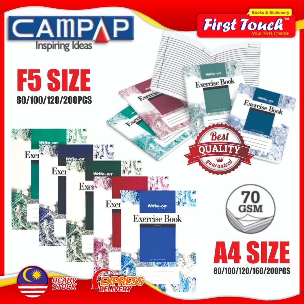 CAMPAP Write-On F5 A6 A4 Exercise Book (70gsm) CW2501/CW2502/CW2503 ...