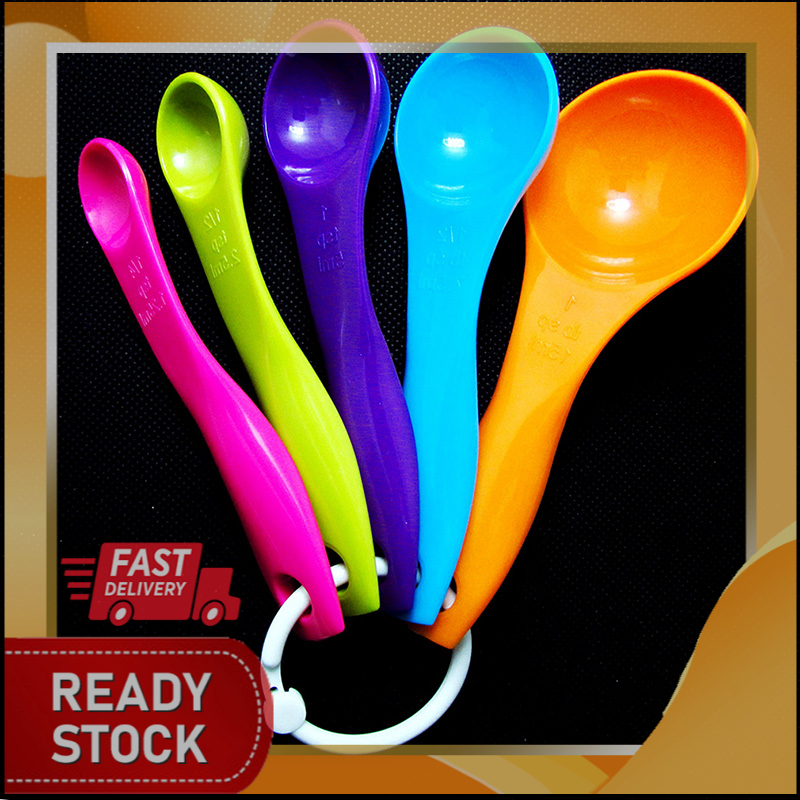 5pcs/set Measuring Spoons Colorful Plastic Measure Spoon Super Useful Sugar Cake Baking Spoon ...