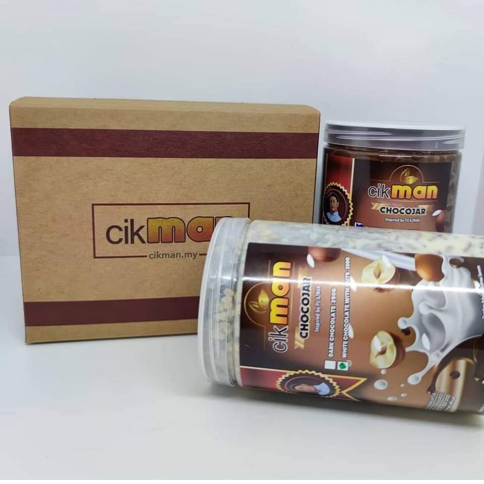 CHOCO JAR CIK MAN - KOMBO SET (Dark Chocolate/White Chocolate +kacang ...