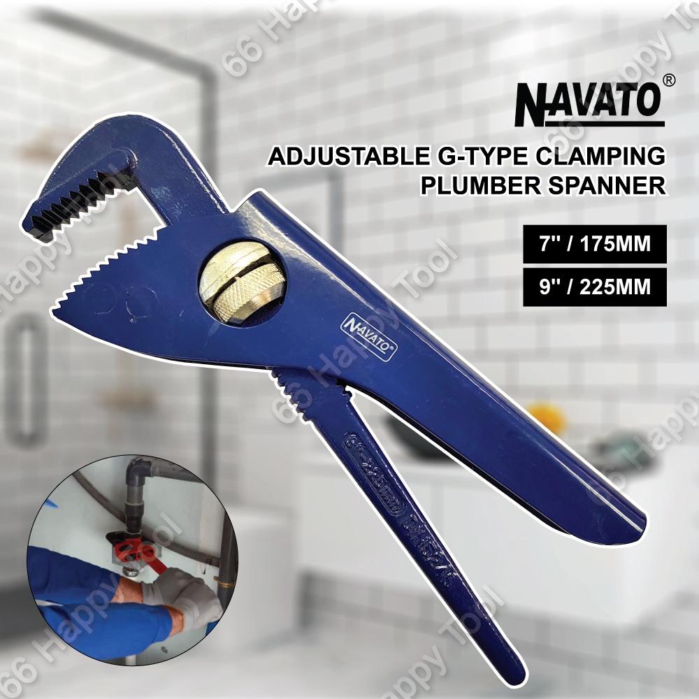 Navato 7inch 9inch G-type Clamping Plumber Spanner Universal Adjustable Germany Pipe Wrench Jaws ...
