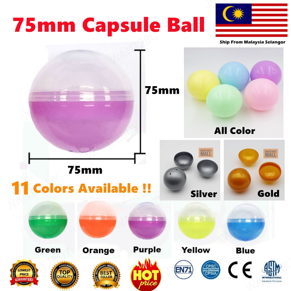 🇲🇾 🔥 75mm 7.5cm Colorful Transparent Plastic Surprise Egg Plastic ...