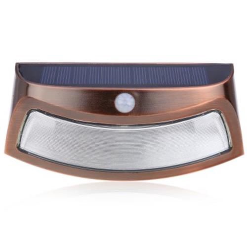 8 LEDS SOLAR POWERED WALL LAMP WITH PIR SENSOR (BRONZE-COLORED ...