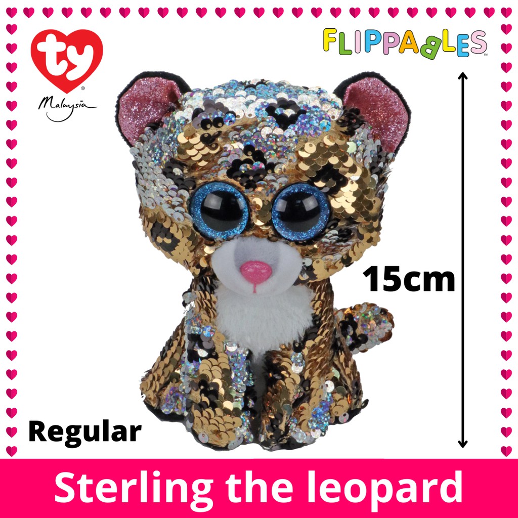 TY Beanie Boos Regular Sterling the Sequin Leopard Plush Toys | Shopee ...