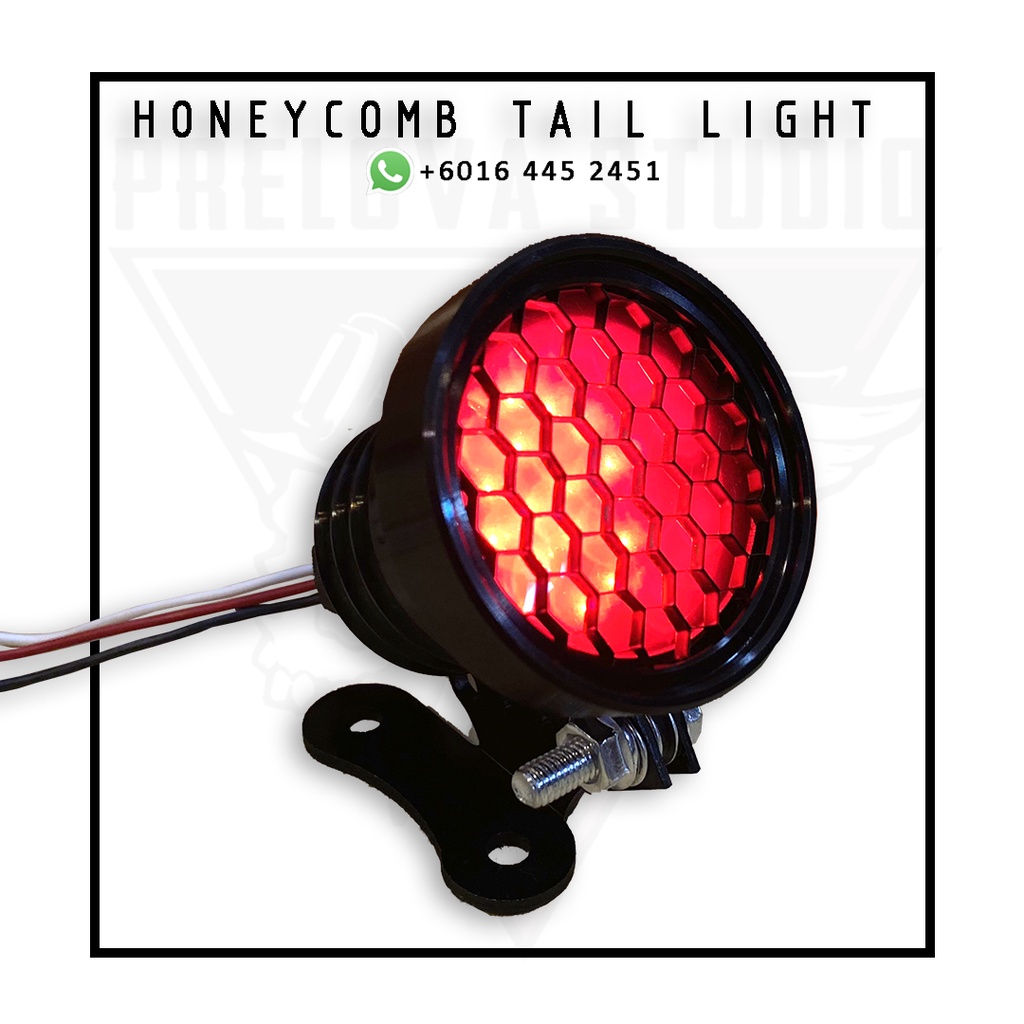 Motorcycle Honeycomb Tail Light Café Racer Brat Tracker Bobber Chopper ...