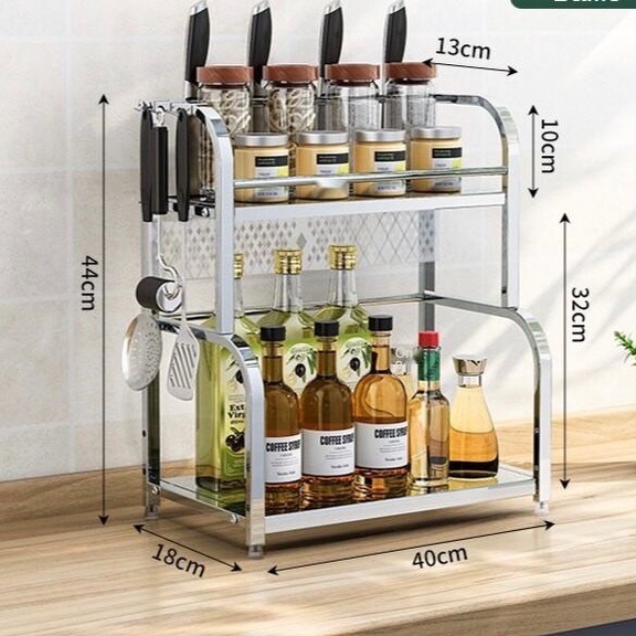 Stainless Steel Spice Rack Kitchen Seasoning Storage Shelf Organizer ...