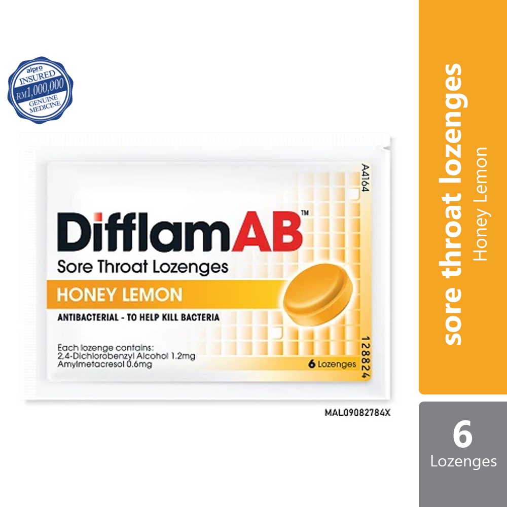 Difflam AB Sore Throat Lozenges (Orange, Lemon, Honey Lemon ...