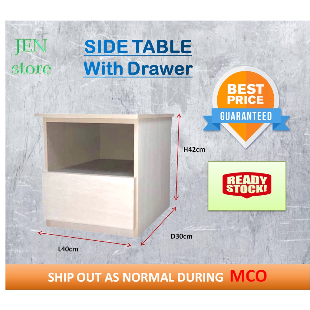 Bedside table with drawer meja tepi katil assembly ready siap pasang ...