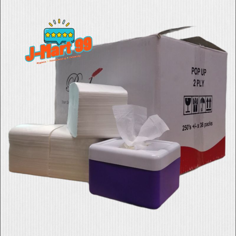 HBT Pop Up Tissue 250s 2Ply Virgin Pulp for table top or wall dispenser ...