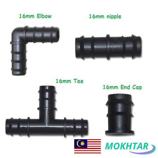 16mm 20mm 25mm Tee Elbow Straight Join Connector Polypipe Penyambung ...