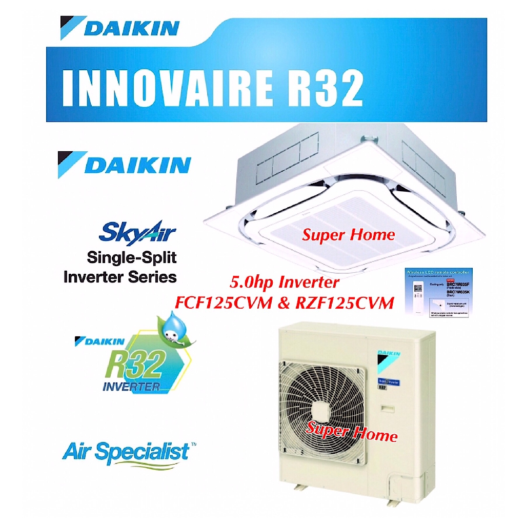 Daikin 5.0hp Inverter Ceiling Cassette Type Air Conditioner FCF125C ...
