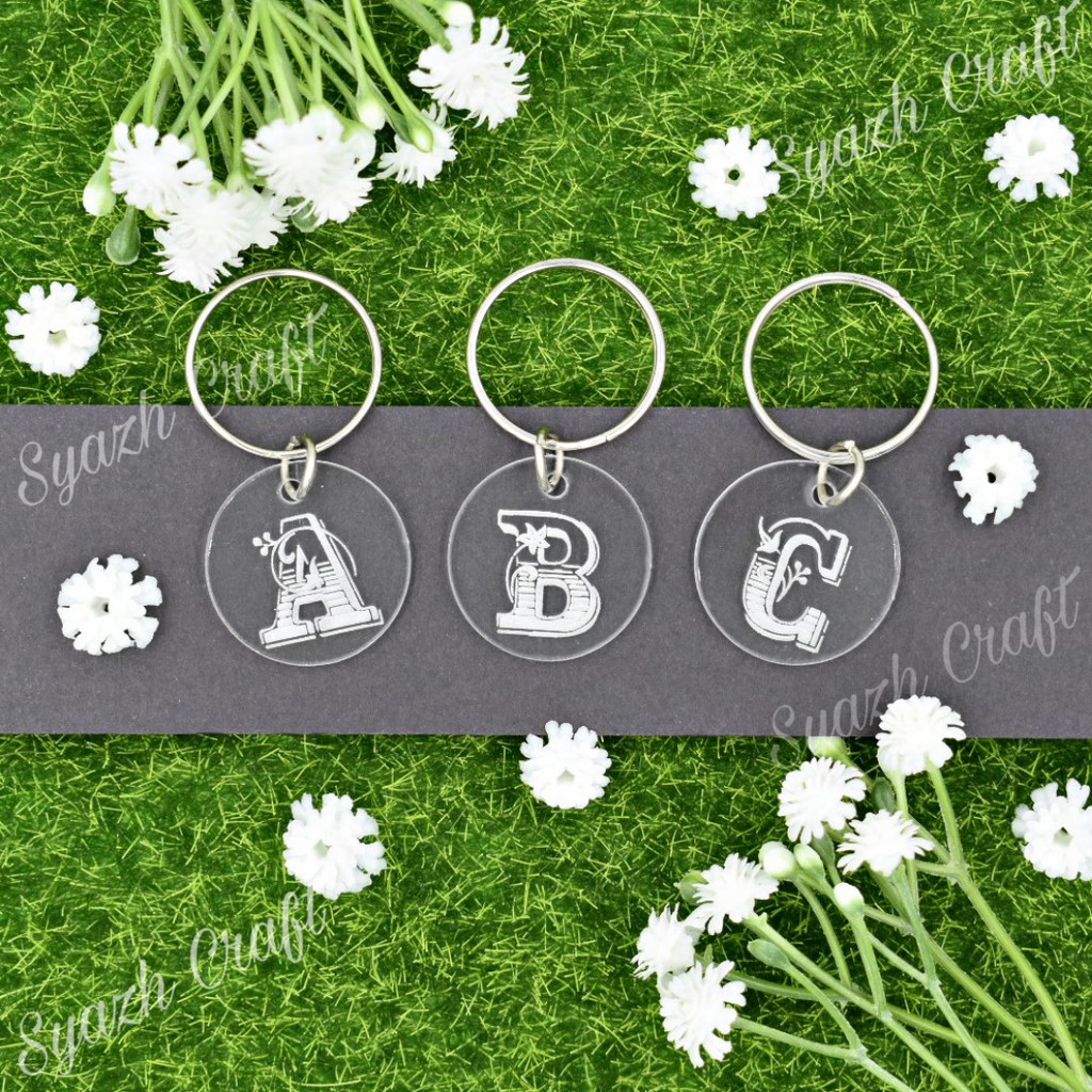 (RSD7) Engrave Keychain Ready Stock Letters Keychain Acrylic Cute Gift ...