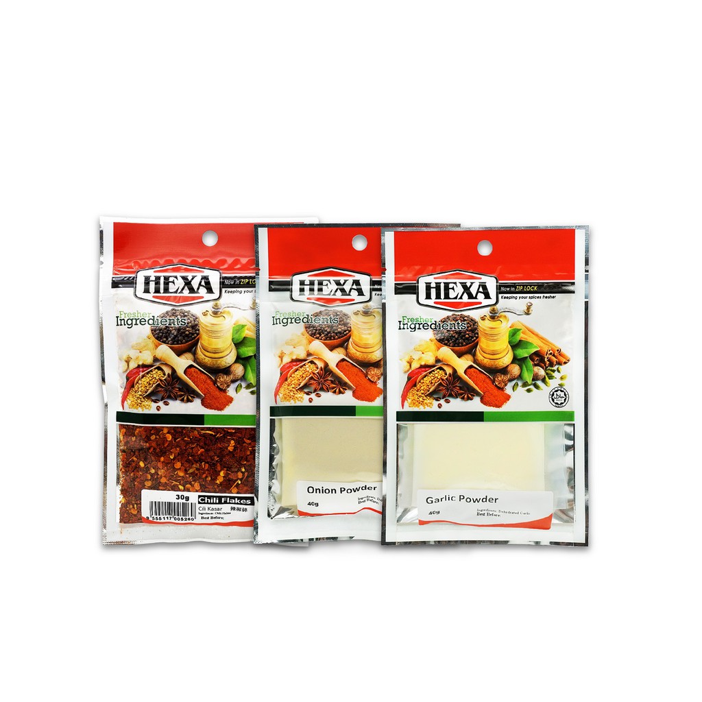 HEXA HALAL Garlic Powder Onion Powder Chili Flakes Serbuk Bawang Putih ...
