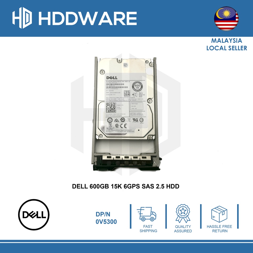 DELL 600GB 15K 6G SFF SAS ENT HDD // 0V5300 // V5300 // ST600MP0005 ...