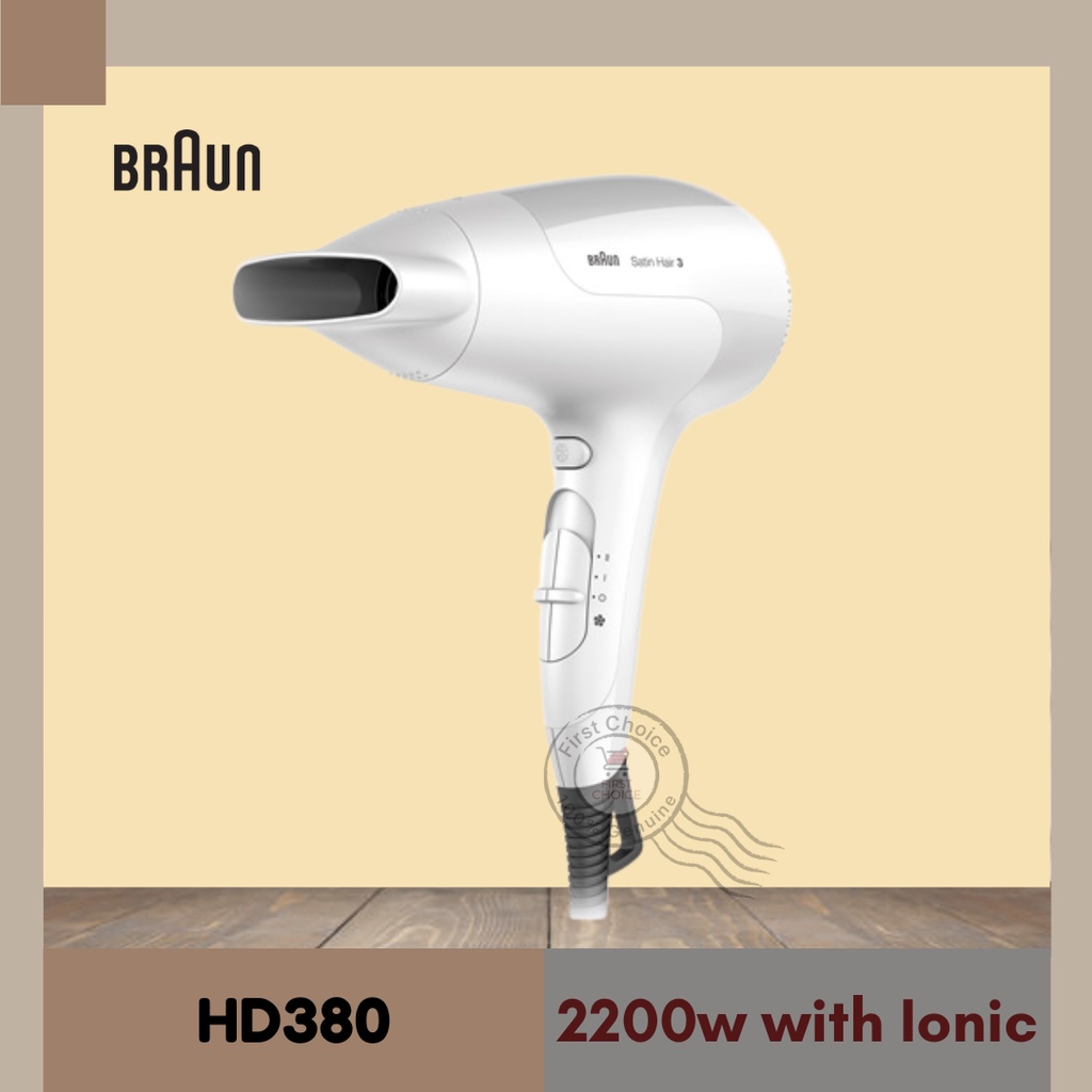 Braun Hair Dryer HD380 IONIC 2200W | HD580 2500W Satin Hair 3 Power ...