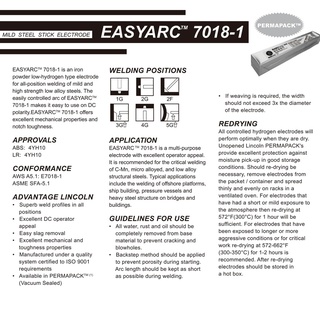 LINCOLN ELECTRIC EASYARC 7018-1 ( 7018 ) , MILD STEEL WELDING ELECTRODE ...
