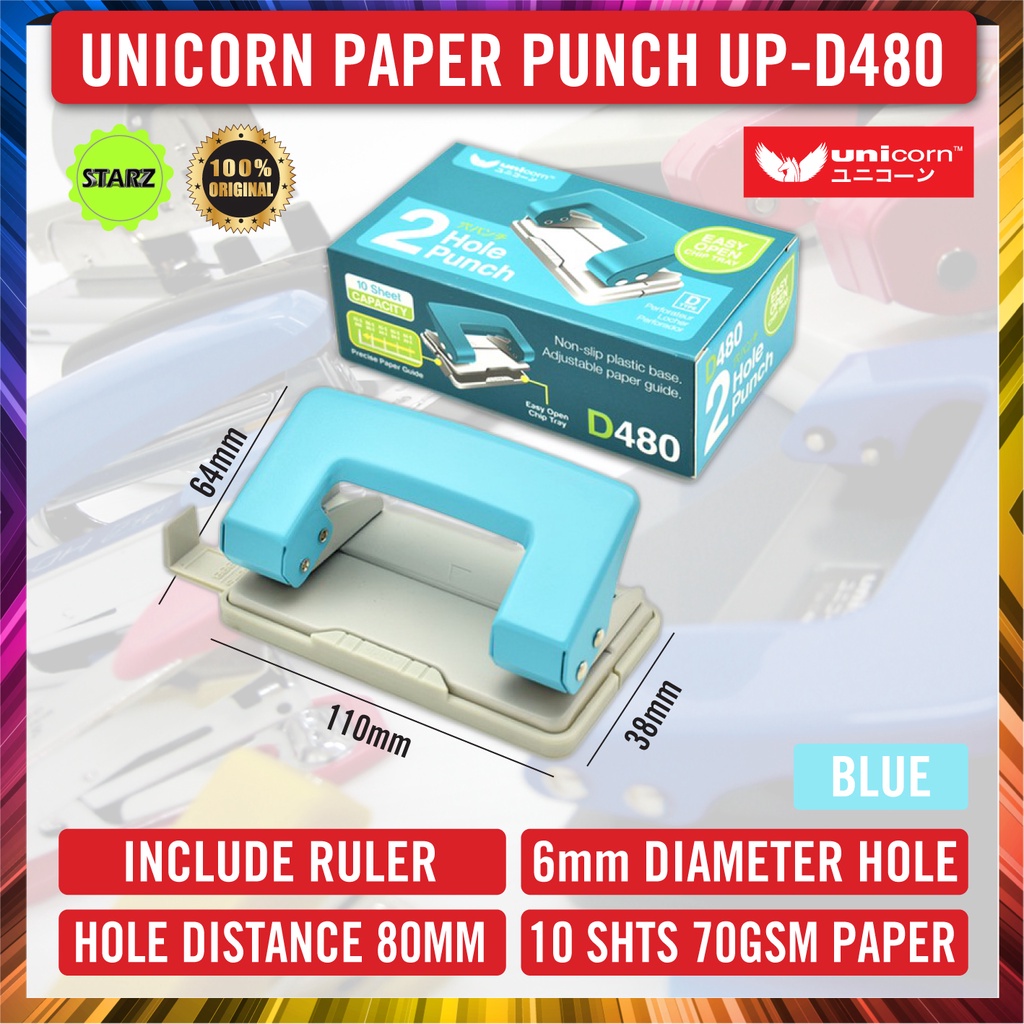 Unicorn 2 Hole Puncher 10 Sheet Capacity / Adjustable Ruler, Office ...