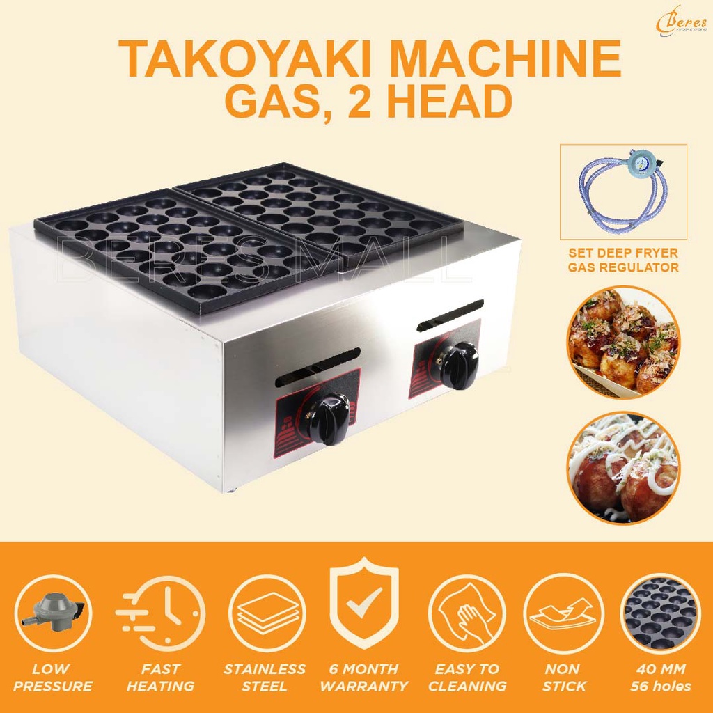 Gas Takoyaki Cooker Dapur Gas Takoyaki Pan Maker Fishball Kaya Ball ...