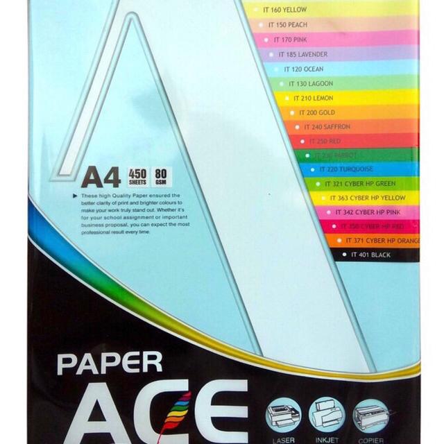 ACE A4 Colour Paper Ultimate Fine Color Paper 80gsm 450 Sheets Suitable ...