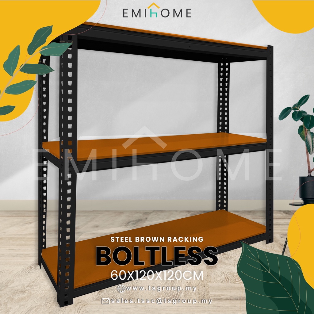 EMIHOME Boltless DIY Racking Steel 60x120x120cm Multipurpose Racking ...