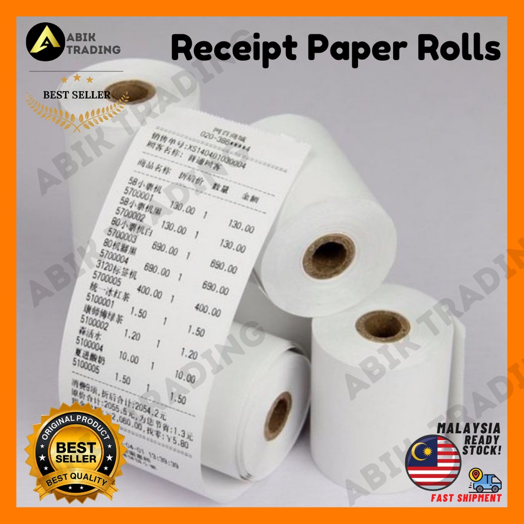 Thermal Paper Roll 57mm x 40mm Kertas Cash Register Receipt | Shopee ...
