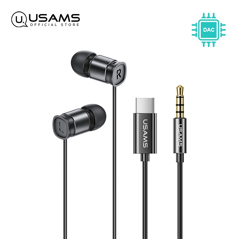 USAMS EP-46 3.5mm / Type-C In-ear Earphone & Control Mic with Digital ...