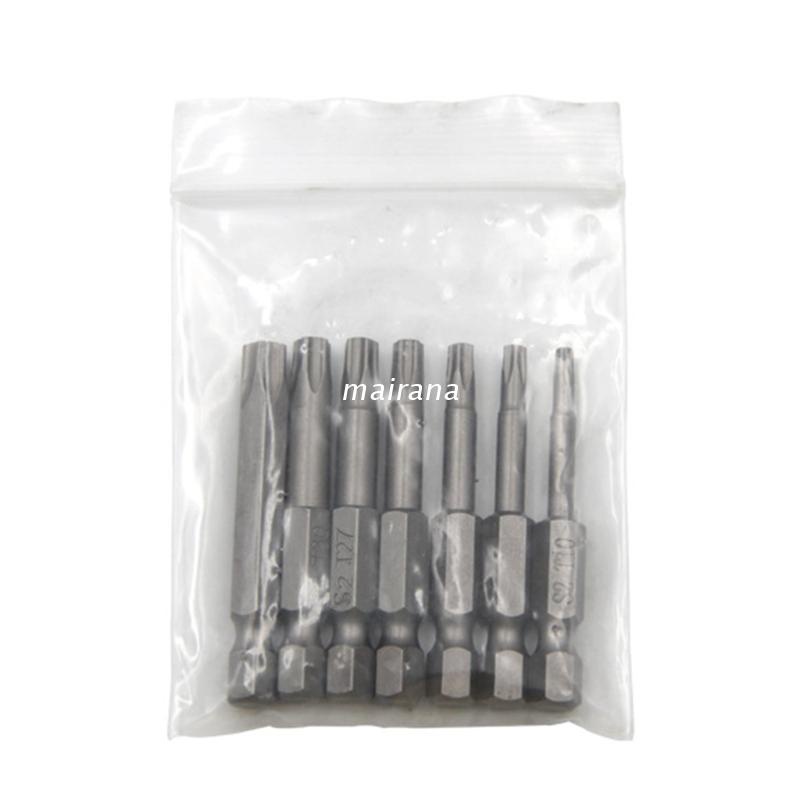 【MT】 7 Pcs 1/4" Hex Shank Magnetic 5 Point Security Star Torx ...