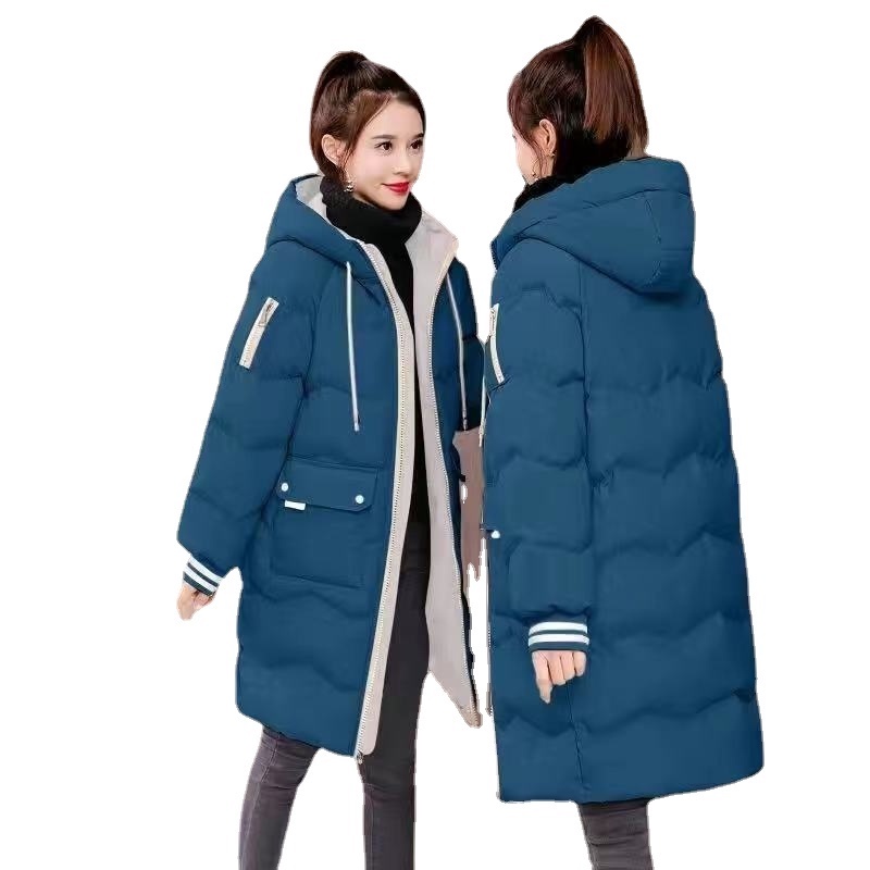 Padded coat women loose thickened winter medium long cotton padded ...
