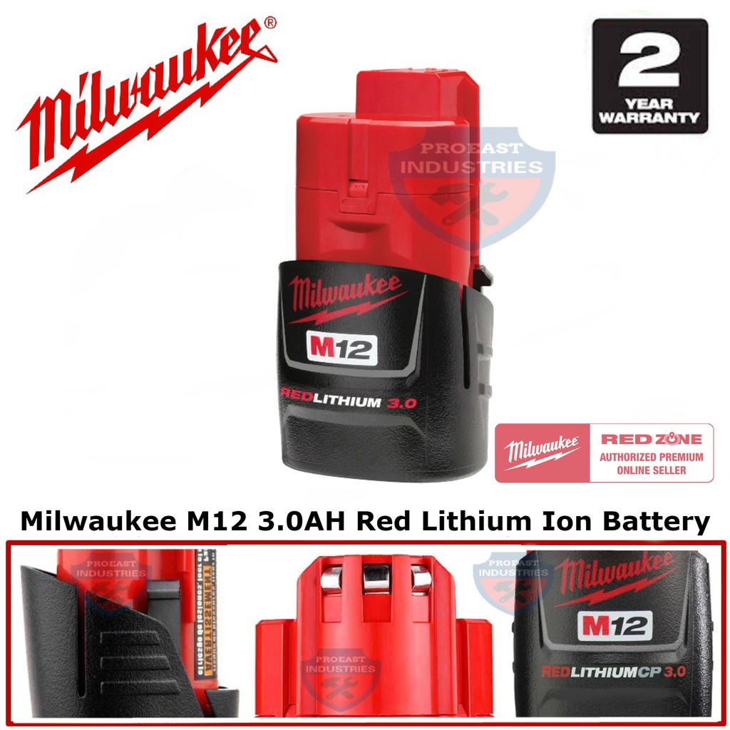 MILWAUKEE M12 B3 12V 3.0AH LITHIUM ION BATTERY | Shopee Malaysia