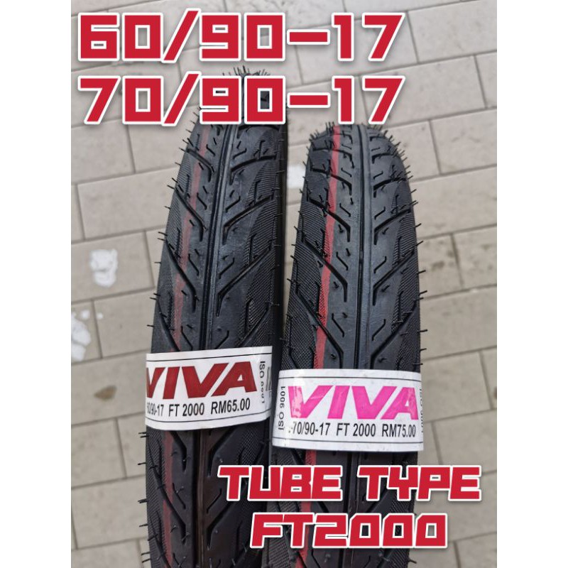 VIVA TYRE 17 Tube Type FT2000 60/90-17 70/90-17 Cutting Diamond Made In ...