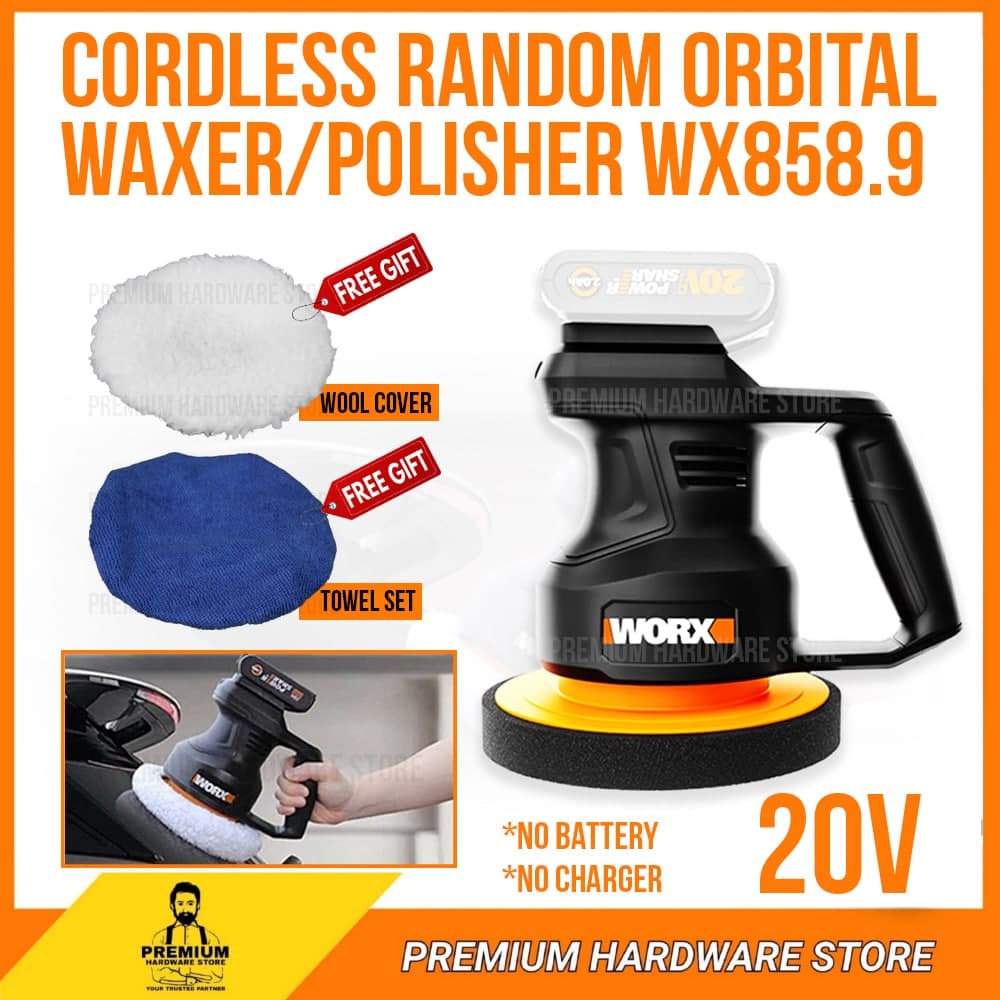 WORX WX858.9 RANDOM ORBITAL WAXER & POLISHER 20V / ELECTRIC CAR ...