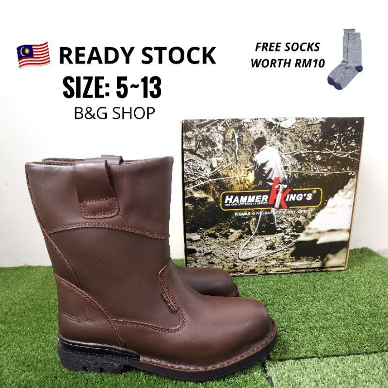 (Size 5~13)HAMMER KING'S HIGH CUT SAFETY BOOTS 13005 HK13005 (FREE ...