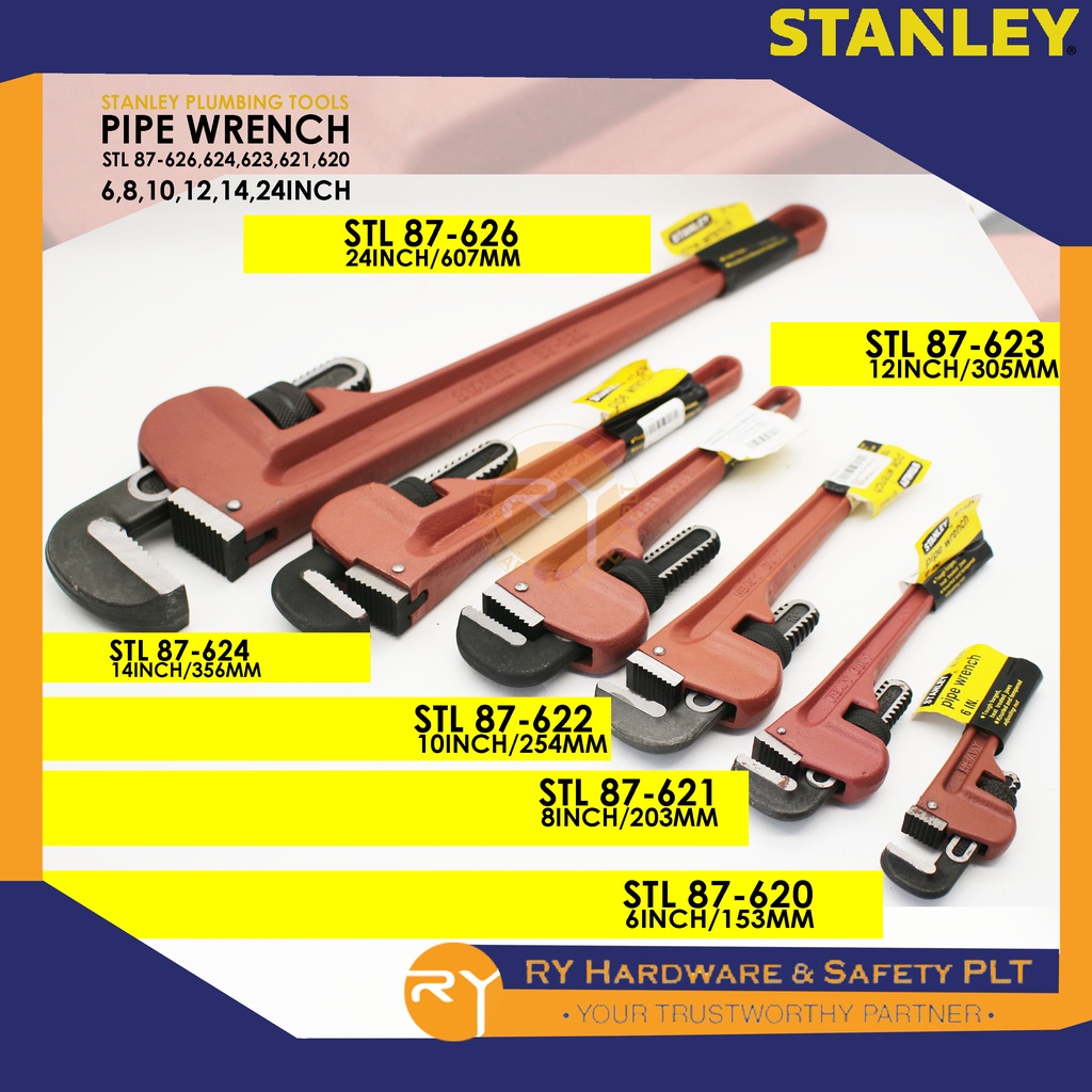 STANLEY PLUMBING TOOLS STL 87-626,624,623,622,621,620 | PIPE WRENCH ...