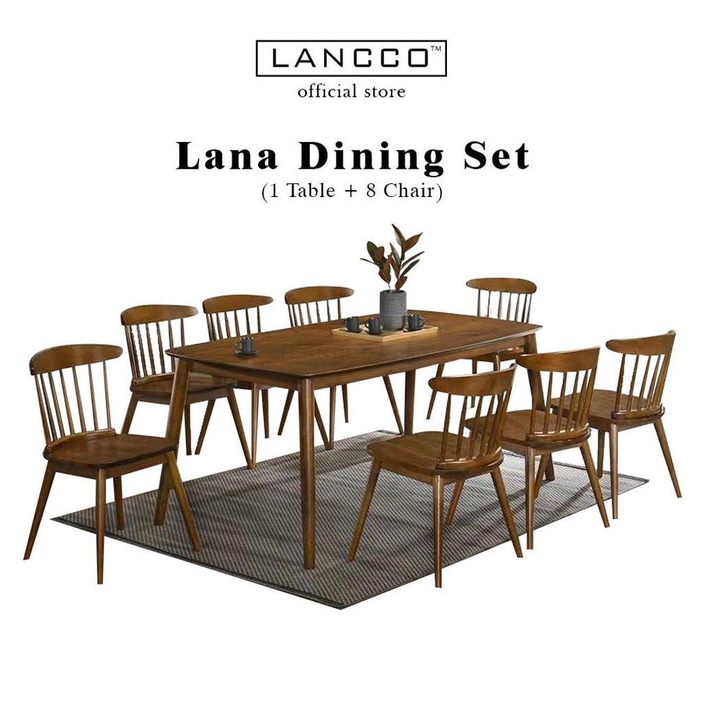 LANCCO Mid Century Dining Set 8 , 6 , 4 seater dining set concept living room meja makan ...