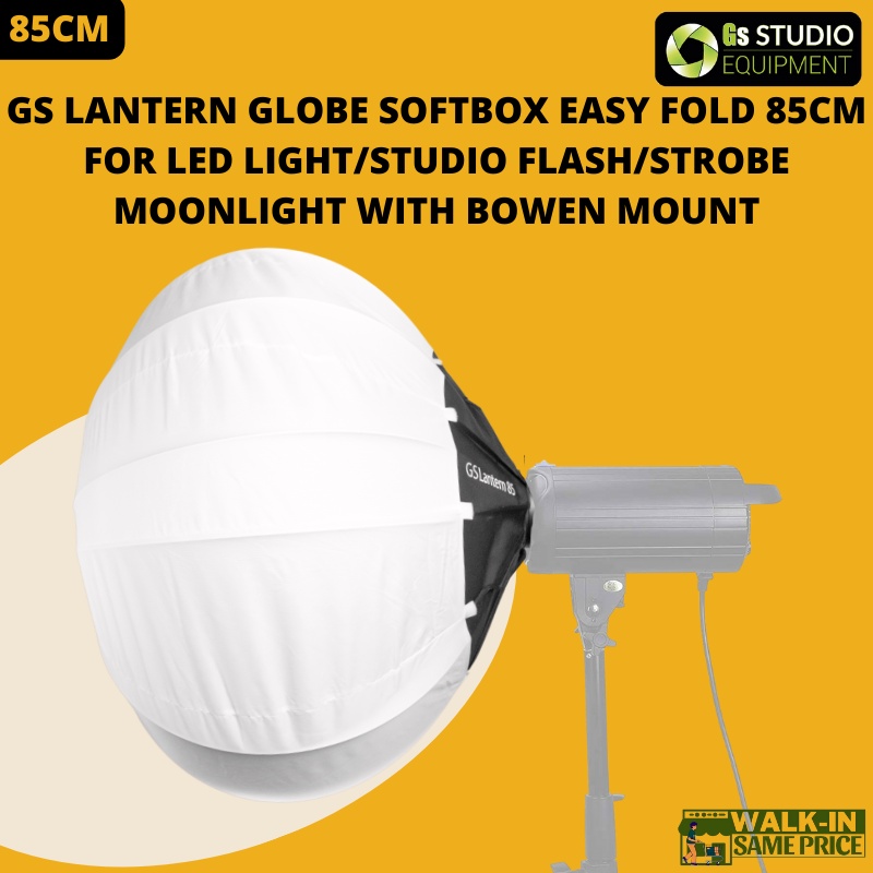 GS Lantern Globe Softbox Easy Fold For LED Light/Studio Flash/Strobe Moonlight With Bowen Mount ...