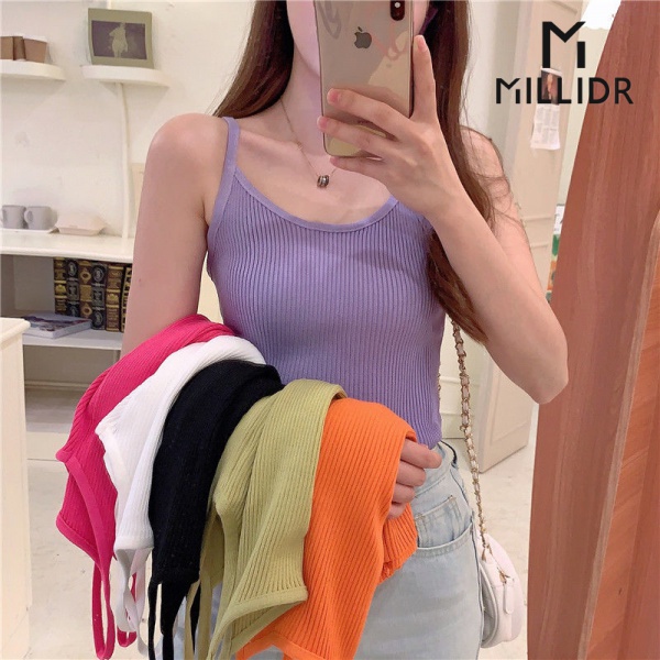 Short Top Inner Wear Outer Knitted Black White Vest Bottoming Sling ...