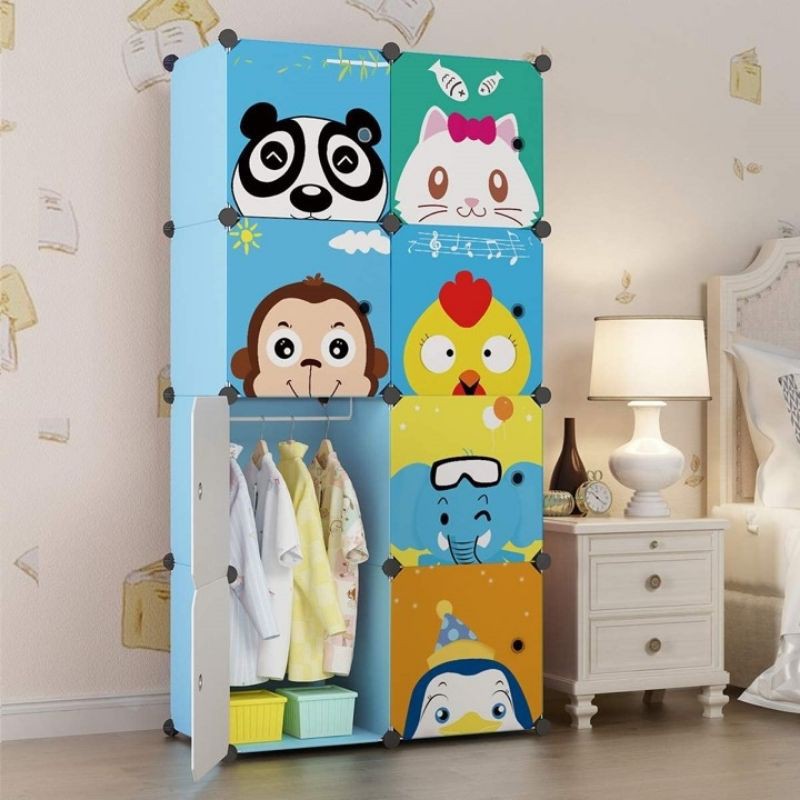 JB101 Cabinet 8 Cubes DIY Wardrobe Closet Cartoon Storage Organizer ...