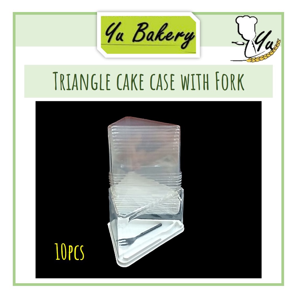 10pcs Triangle cake case with Fork/Slices Cake Tray with Fork ...