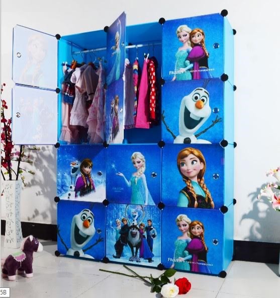 FROZEN BLUE 12C DIY Rack Storage Cabinet Wardrobe With Almari Hanger ...