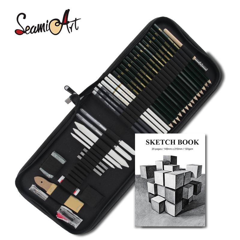 SeamiArt 29/36pcs Drawing Sketch Set with Charcoal Pencils 6H-12B ...