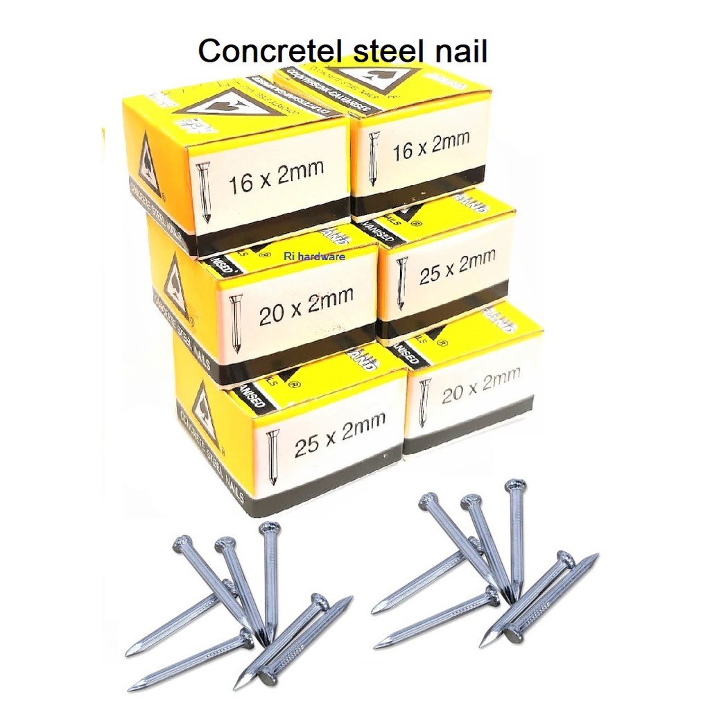 ACE Concrete Steel Nail (16mmx 2mm, 20mm x 2mm, 25mm x 2mm) | Shopee ...