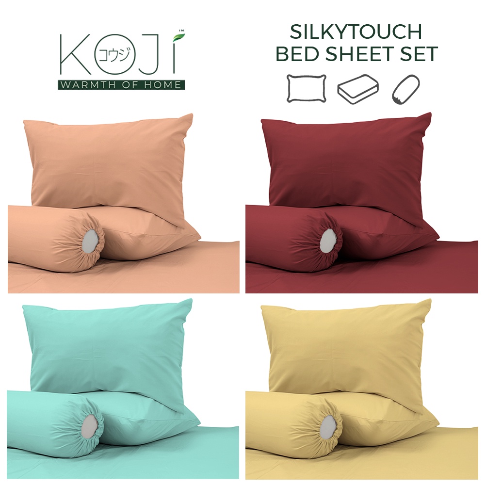 KOJI Silky Touch- Solid Series III- Microfibre Fitted Bed Sheet Set 3 ...