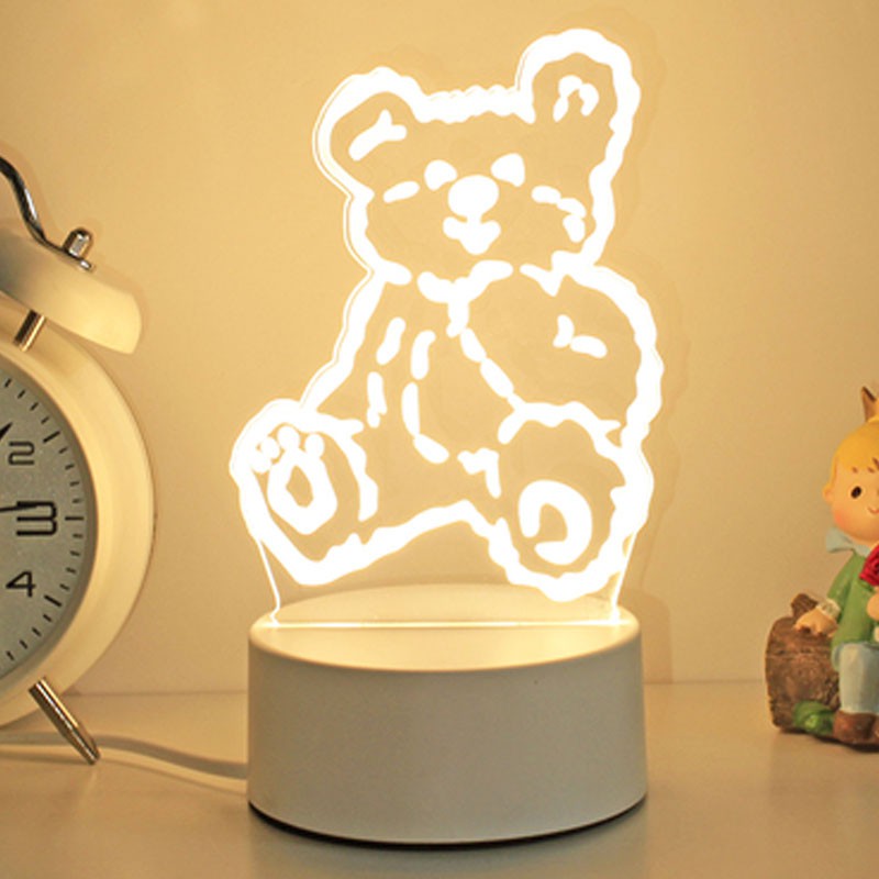 𝐃𝐄𝐓𝐀𝐂𝐇𝐀𝐁𝐋𝐄 3D LED Light Creative USB Night Lamps Table Lamp Bed Side ...