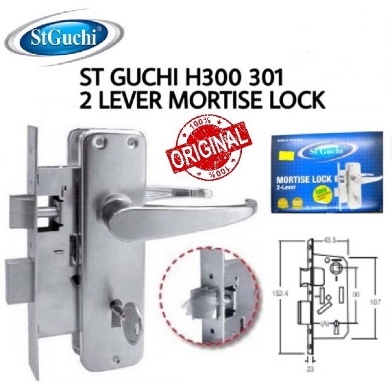 🌟🌟BIG SALES🌟🌟 [100% Original] ST GUCHI 2 LEVER MORTISE LOCKSET / KUNCI ...