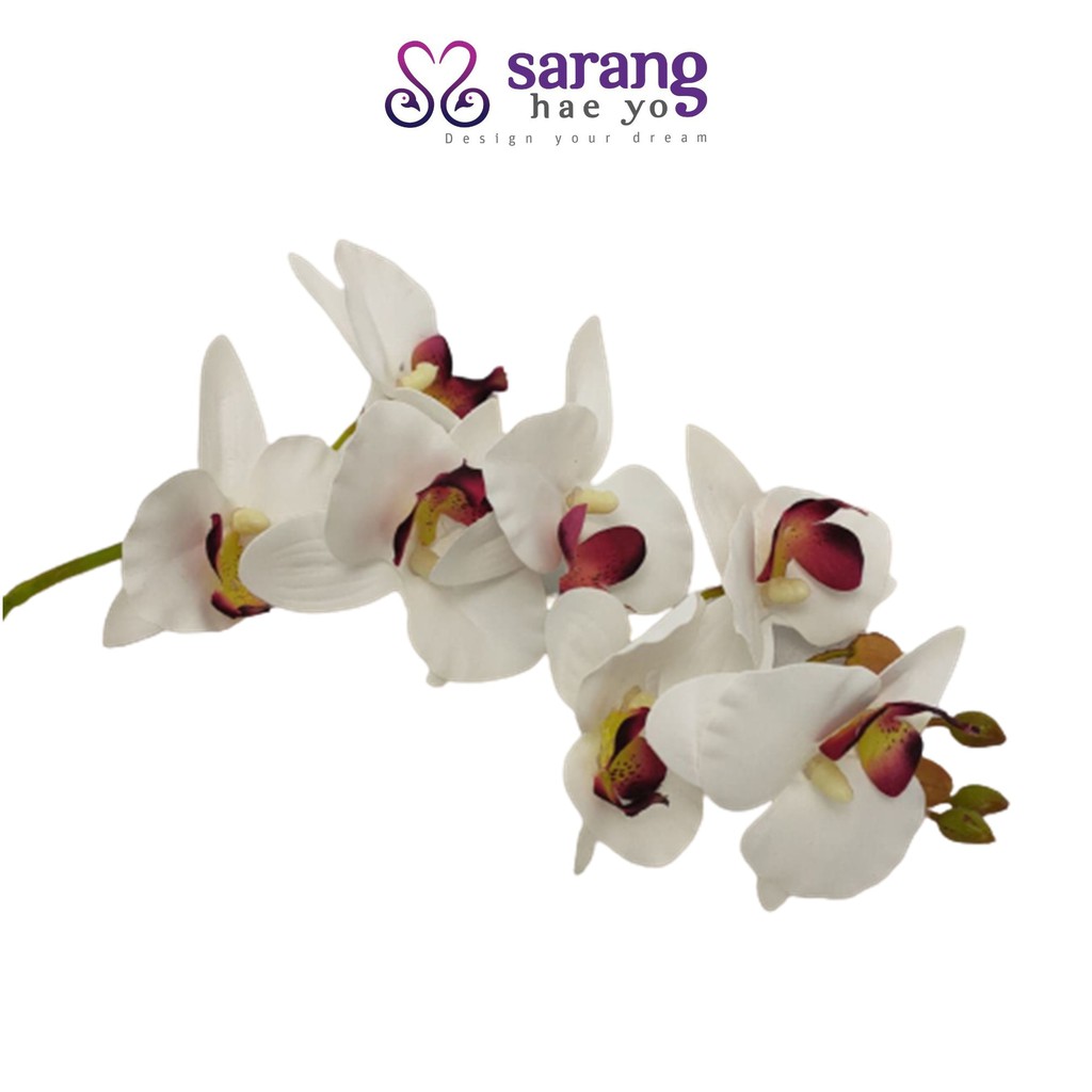 Artificial 7 Heads Small Orchid Latex 3D Hand Bouquet Bunga Orkid 3D ...