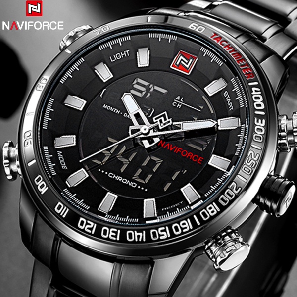 NAVIFORCE 9093 Fashion Men Sport Digital LED Watches Mens Quartz ...