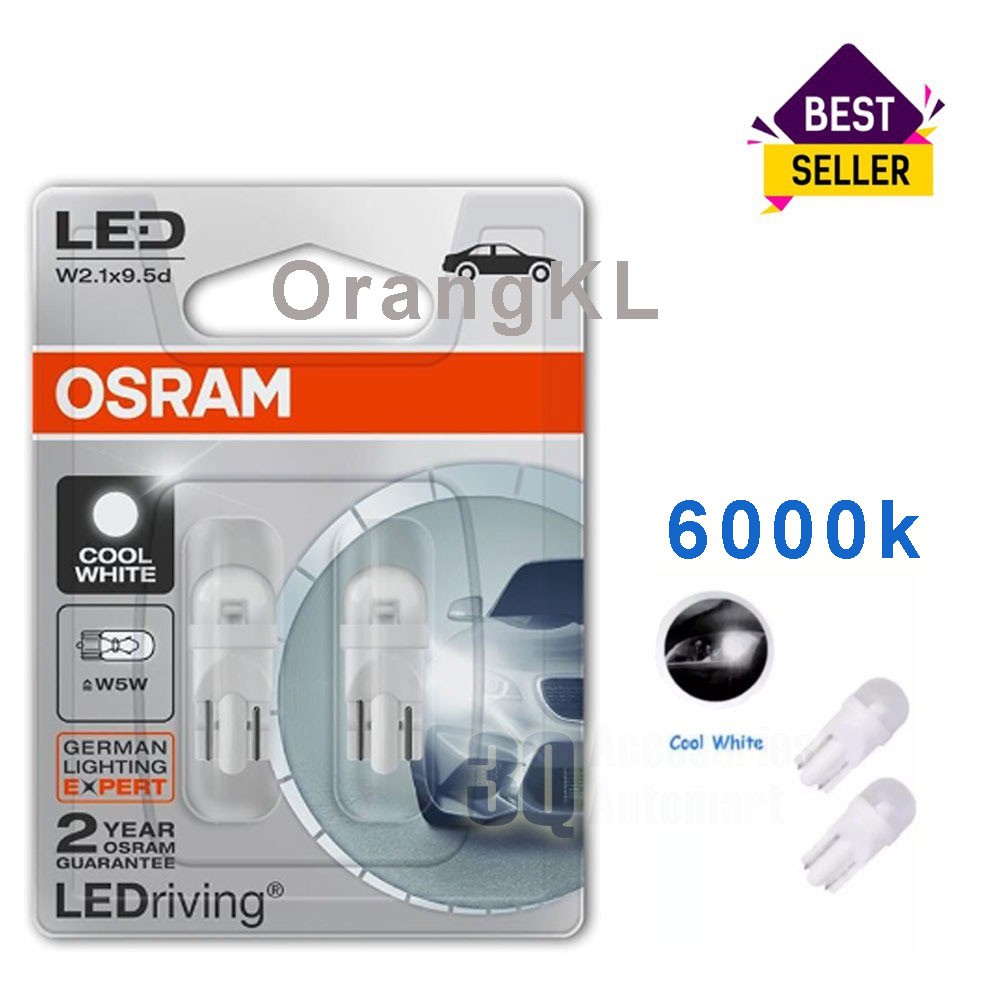 Offer Osram T10 W5W Cool White LED Bulb 4090 6000K 12V (1Set 2pcs) | Shopee Malaysia