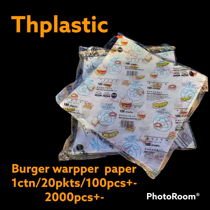 TH-Burger Wrapper Paper 1ctn/20pkts/100pcs total-2000pcs+- Cap Telefon ...